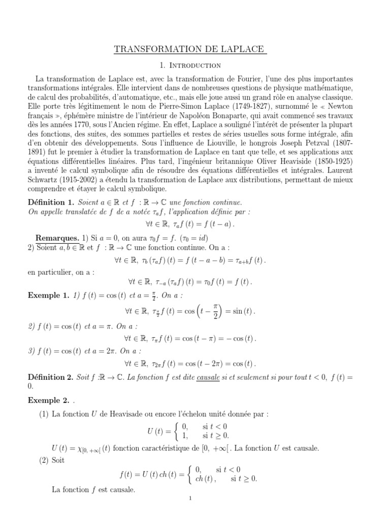 Transformation de Laplace et applications | PDF | Transformation de ...