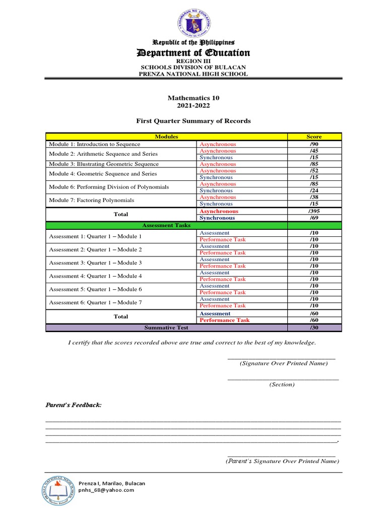 Q1 Summary of Records | Download Free PDF | Mathematical Analysis ...