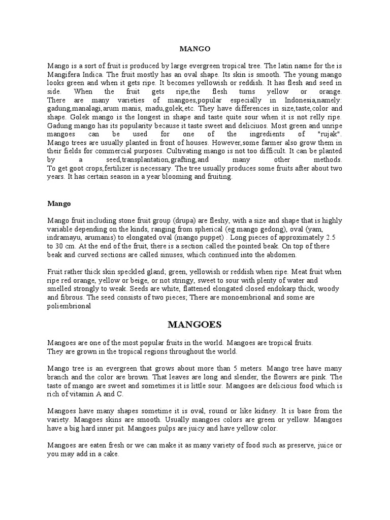 Mango | PDF | Mango | Fruit