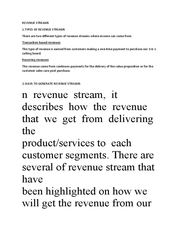 Generating Revenue: Exploring Transaction-Based, Recurring Income ...