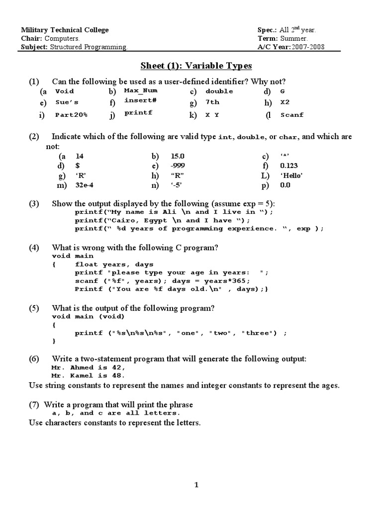 Structured Programming 2nd Year All Pdf Parameter Computer Programming Area