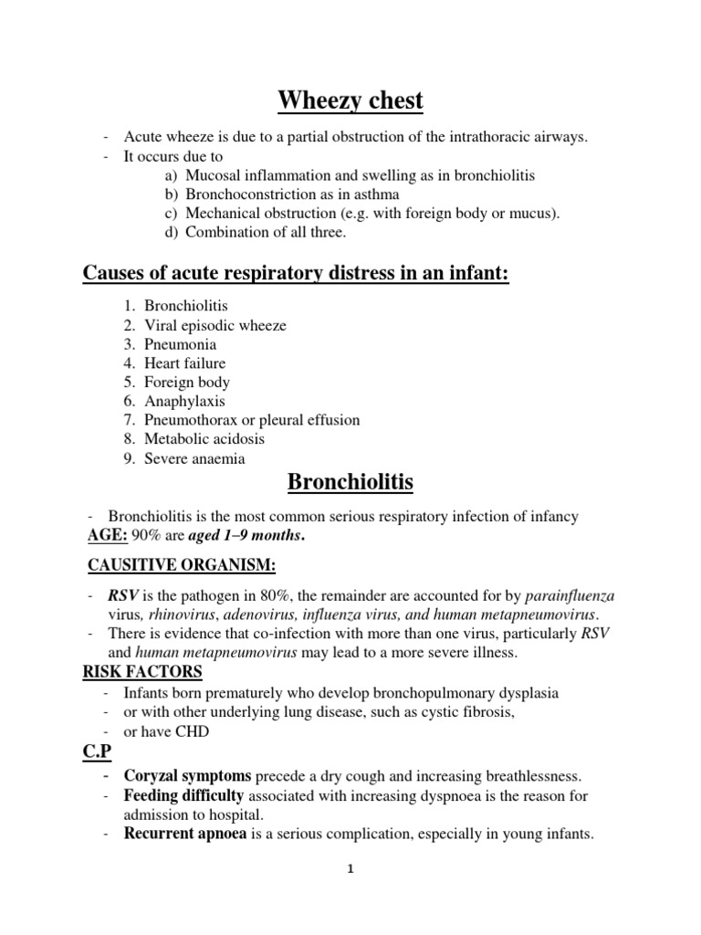 Wheezy Chest: Causes of Acute Respiratory Distress in An Infant ...