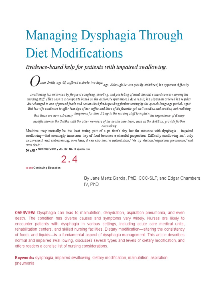 Managing Dysphagia Through Diet Modifications: Evidence-Based Help For ...