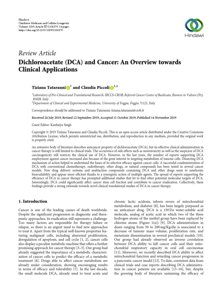 DCA and Cancer - Overview | PDF | Reactive Oxygen Species | Cancer