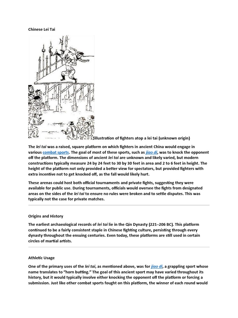 Ancient Chinese Lei Tai Fighting Platform | PDF | Individual Sports ...