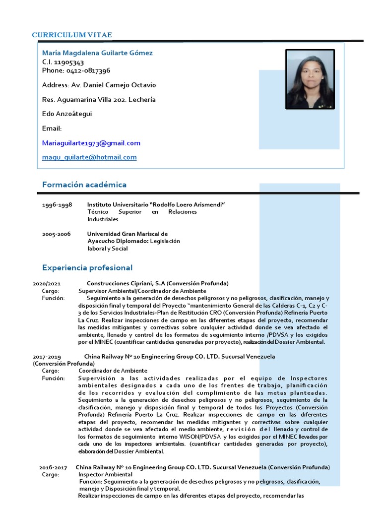 Curriculum-Vitae-Maria Guilarte 2021 Act | PDF | Turismo | Venezuela