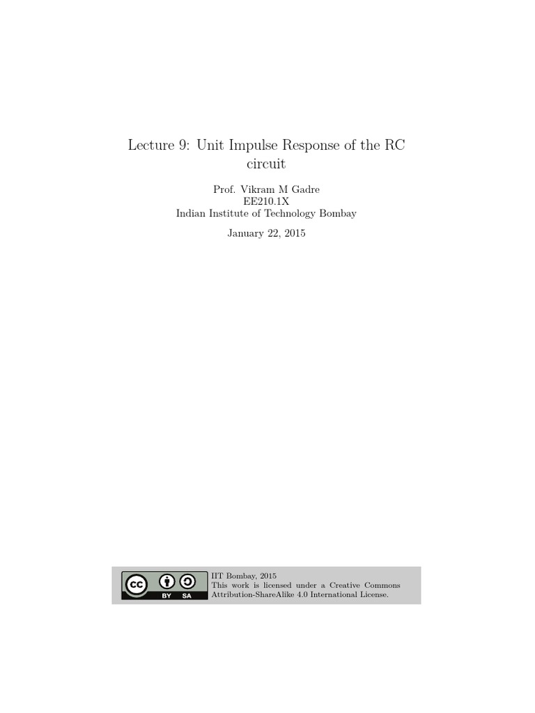 Lecture 9: Unit Impulse Response of The RC Circuit | PDF | Mathematics ...