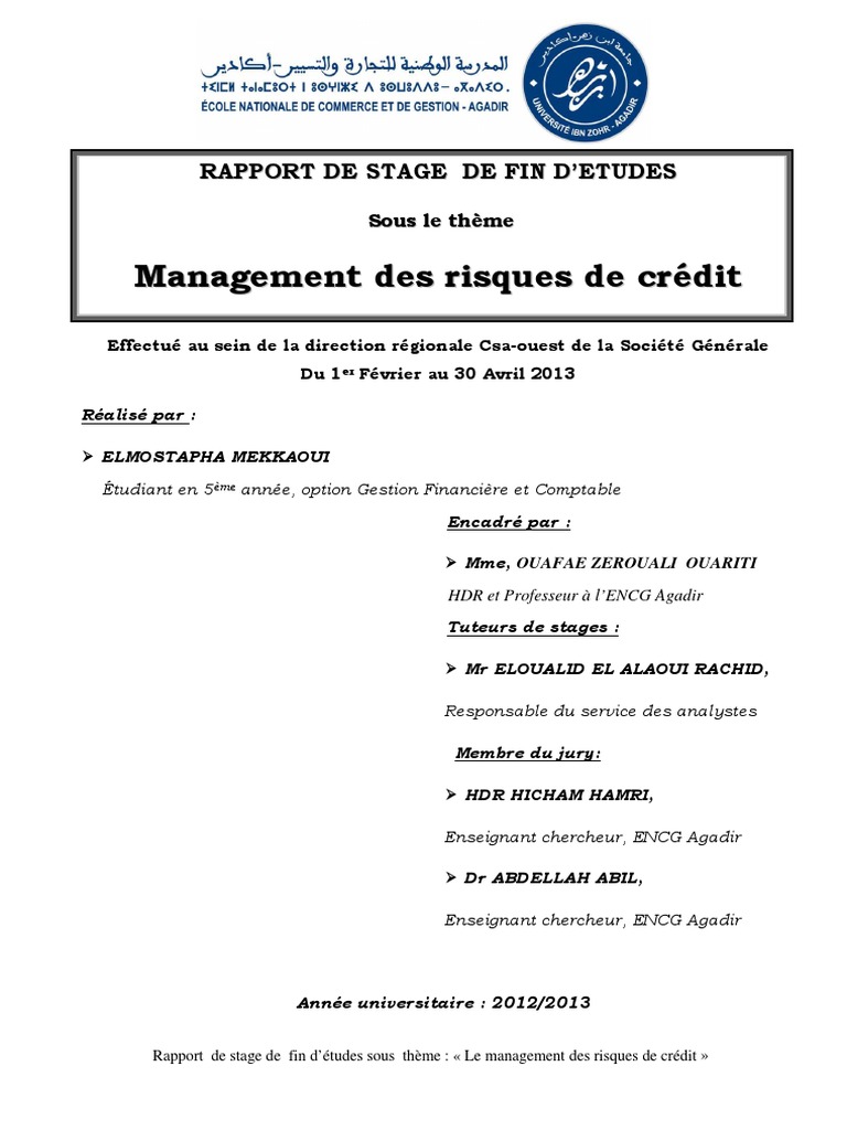 Rapport PFE | PDF | Banques | Risque