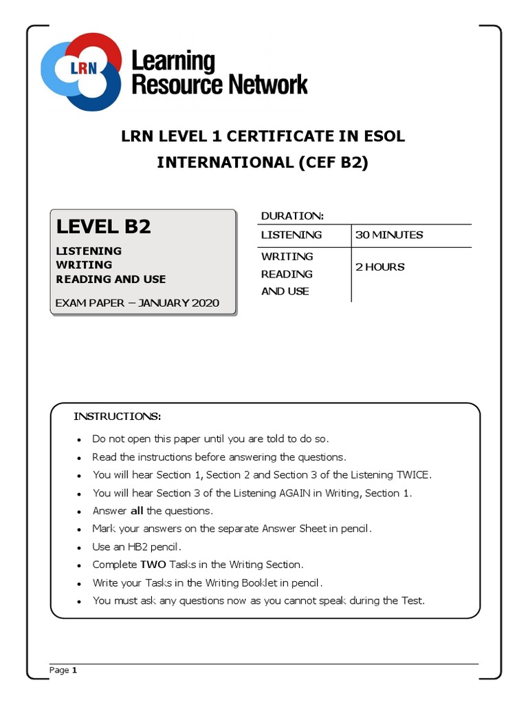 LRN January 2020 Level B2 Past Paper | PDF | Winter Olympic Games ...
