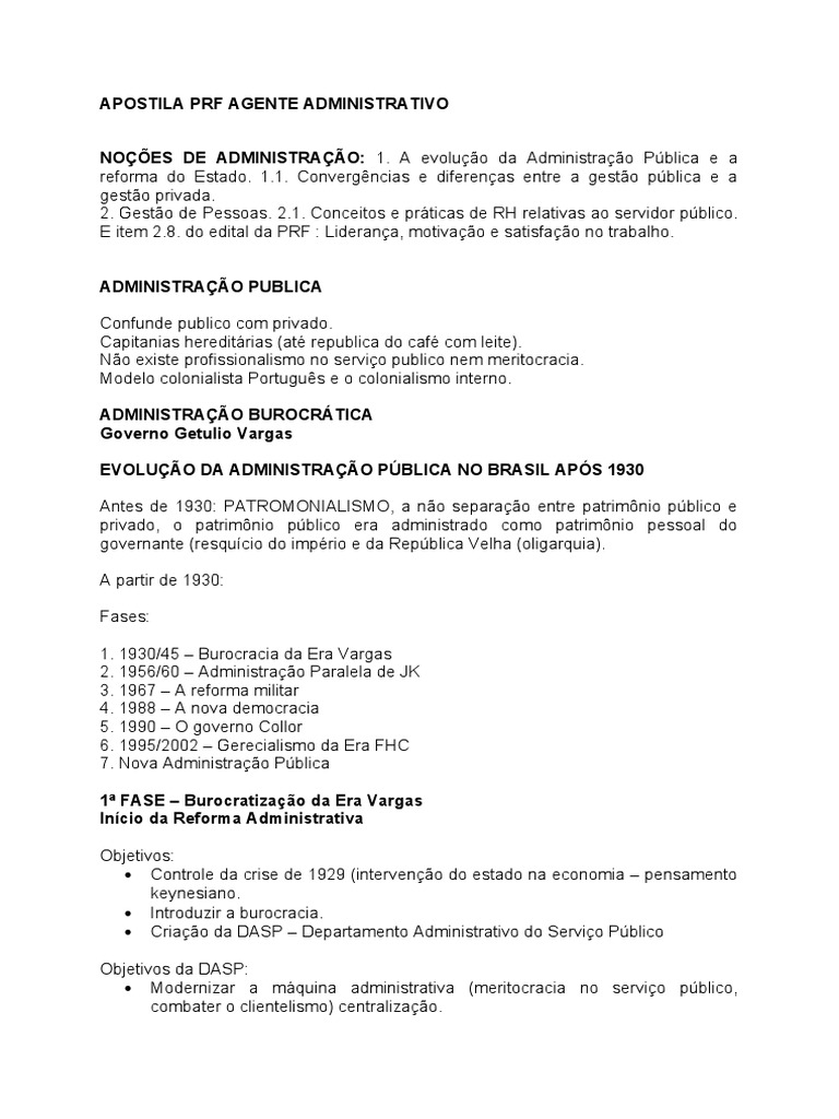 Apostila PRF Agente Administrativo | PDF | Gestão de recursos humanos | Motivacional