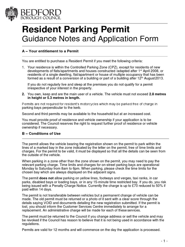 Bedford Resident Parking Permit Guide | PDF | Parking | Lease