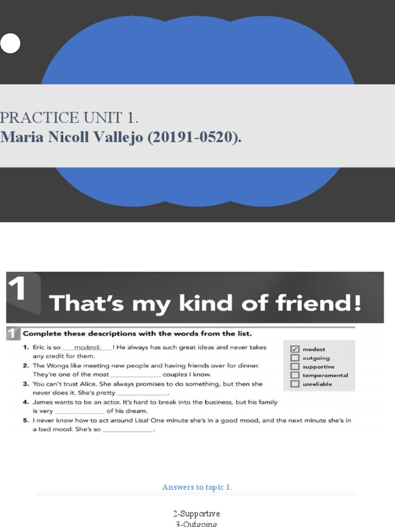 Practice. UNIT, 1 | PDF | Self-Improvement