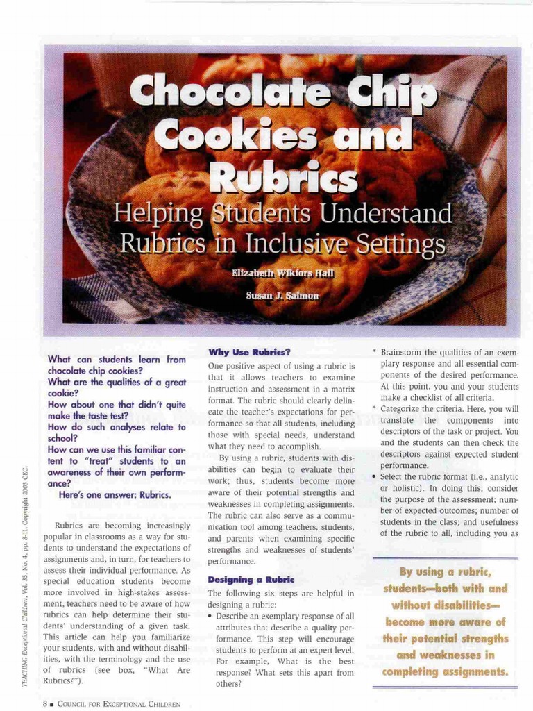 Rubrics and Chocolate Chips | PDF