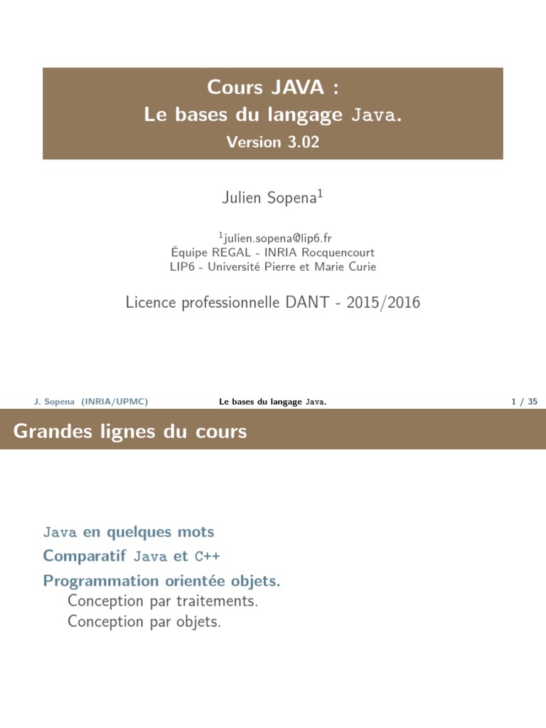 01 Bases Java | PDF | Java (Langage de programmation) | Compilateur