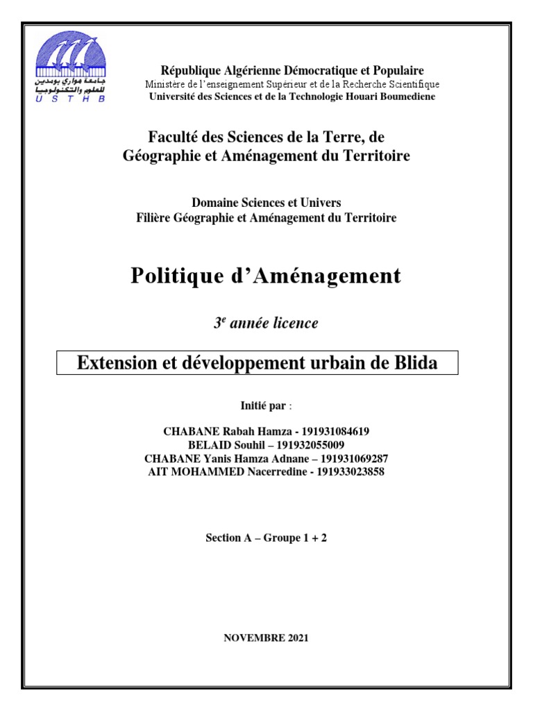Projet Blida PDF | PDF | Urbanisation | Logement