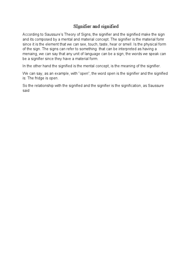 SIgnifier and Signified | PDF