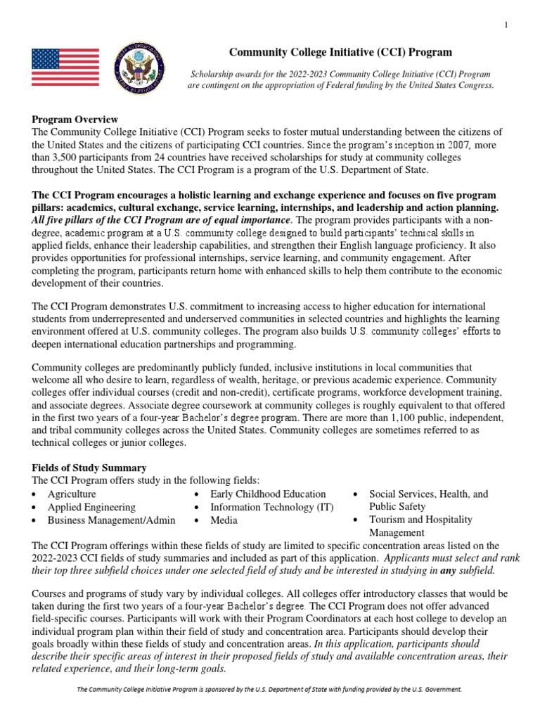 CCI Program AY 2022 2023 Application Fillable FINAL Word 100121 | PDF ...