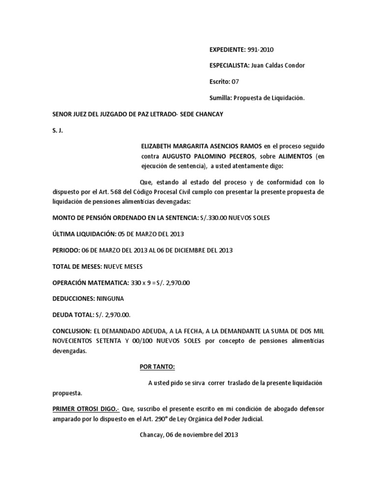 Practicar Liquidacion - Elizabeth Asencio Ramos | PDF