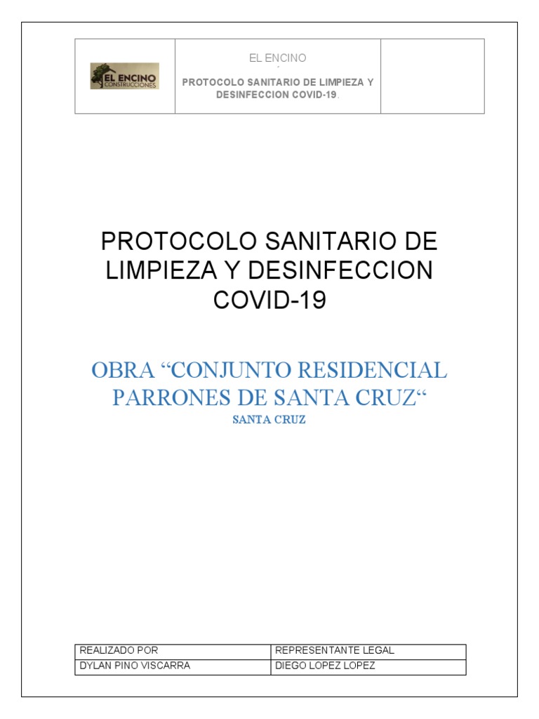 Protocolo Sanitario de Limpieza y Desinfeccion Covid-19 Santa Cruz | PDF | Ciencias de la Salud ...