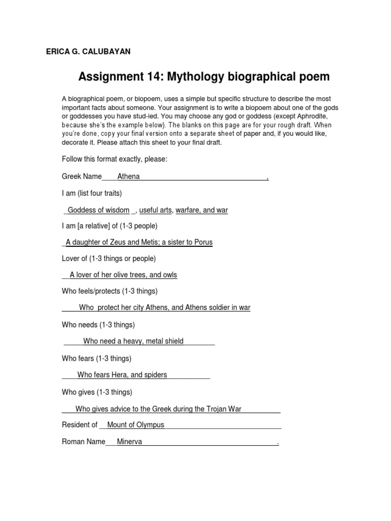 Assignment 14 (Calubayan) | PDF | Hera | Athena