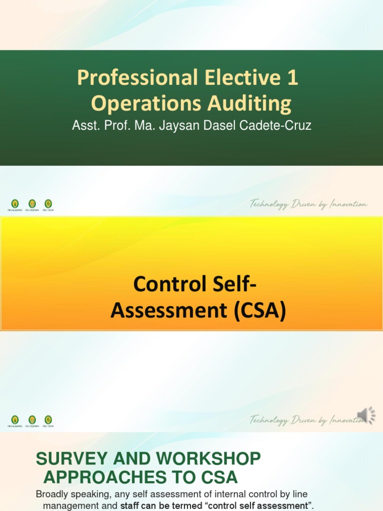 (M2S2-POWERPOINT) Control Self-Assessment (CSA) and Evaluating The Internal Audit Activity | PDF ...