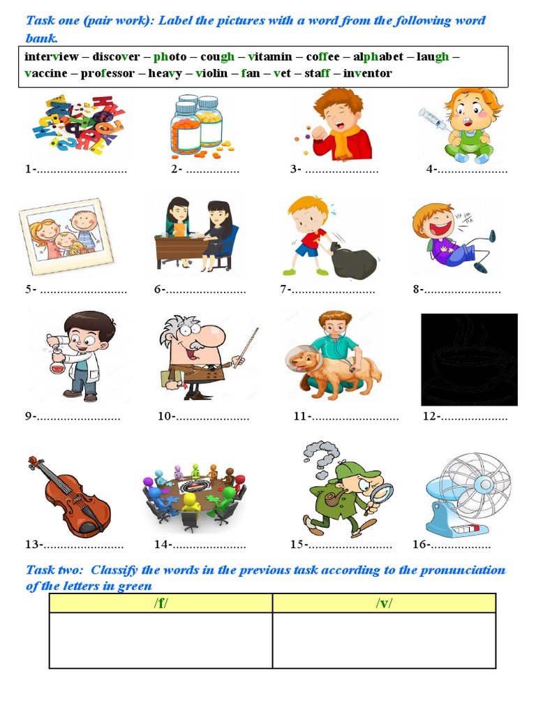 F and V Sound Pronunciation Exercises | PDF