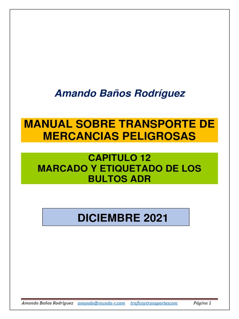 Capítulo 12. Marcado y Etiquetado de Los Bultos Adr | PDF | Gases