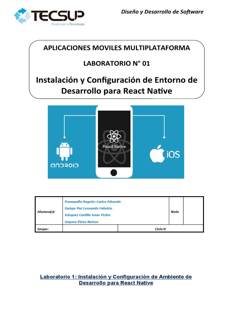 Lab01-DAM - Instalación y Configuración de Entorno de Desarrollo para React Native | PDF ...