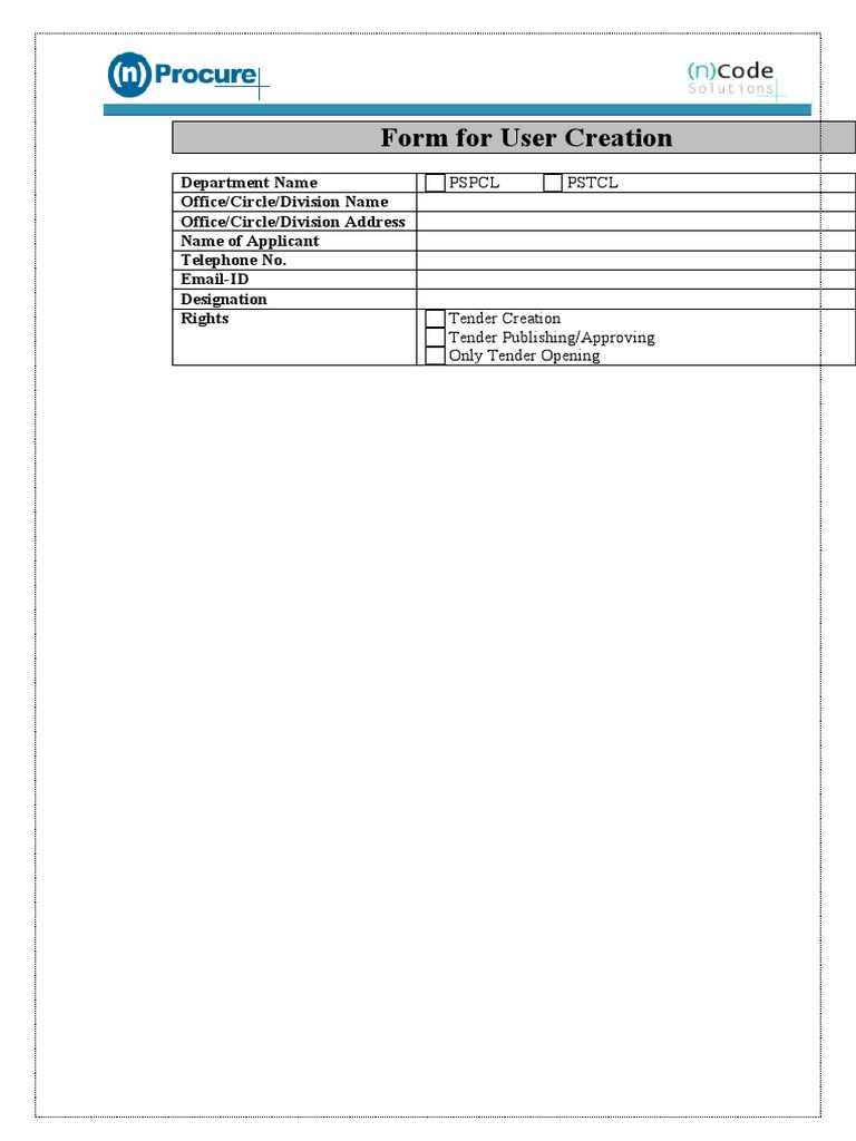 User Creation Form Pdf 8654
