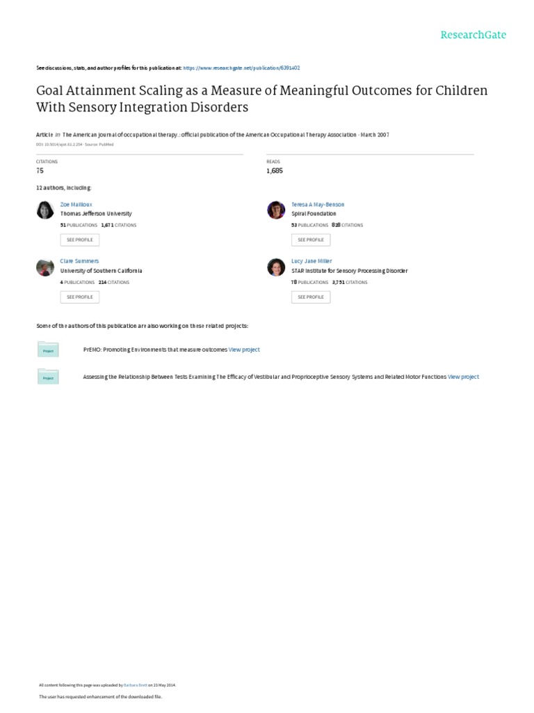 Goal Attainment Scaling As A Measure of Meaningful | PDF | Occupational ...