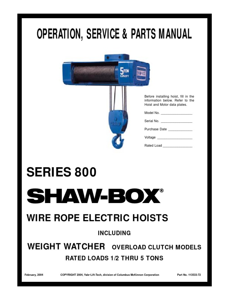 Operation, Service & Parts Manual: Shaw-Box | PDF | Clutch | Screw