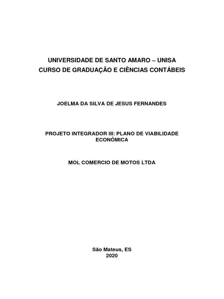Projeto Integrador Iii - Plano de Viabilidade Economica | PDF | Investimentos | Risco