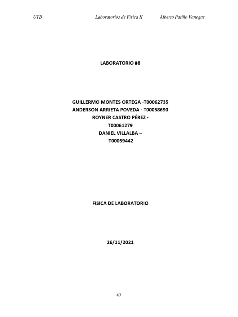 Física 2 - Experiencia 8 - 211126 - 180637 | PDF | Corriente eléctrica ...