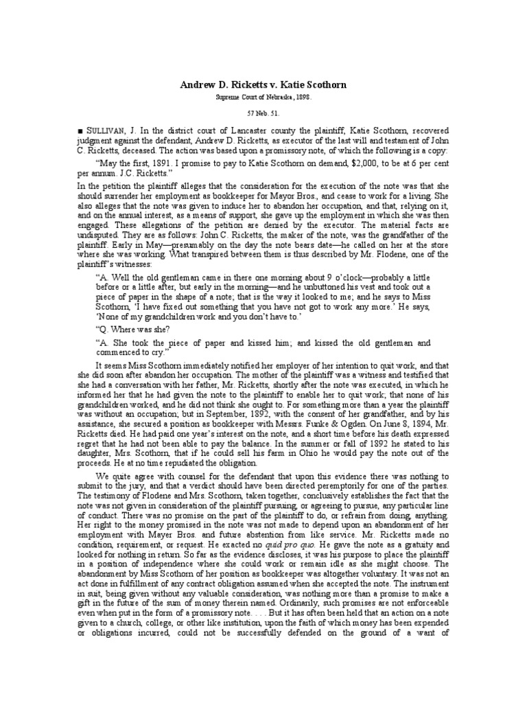 Andrew D. Ricketts v. Katie Scothorn: Supreme Court of Nebraska, 1898 ...