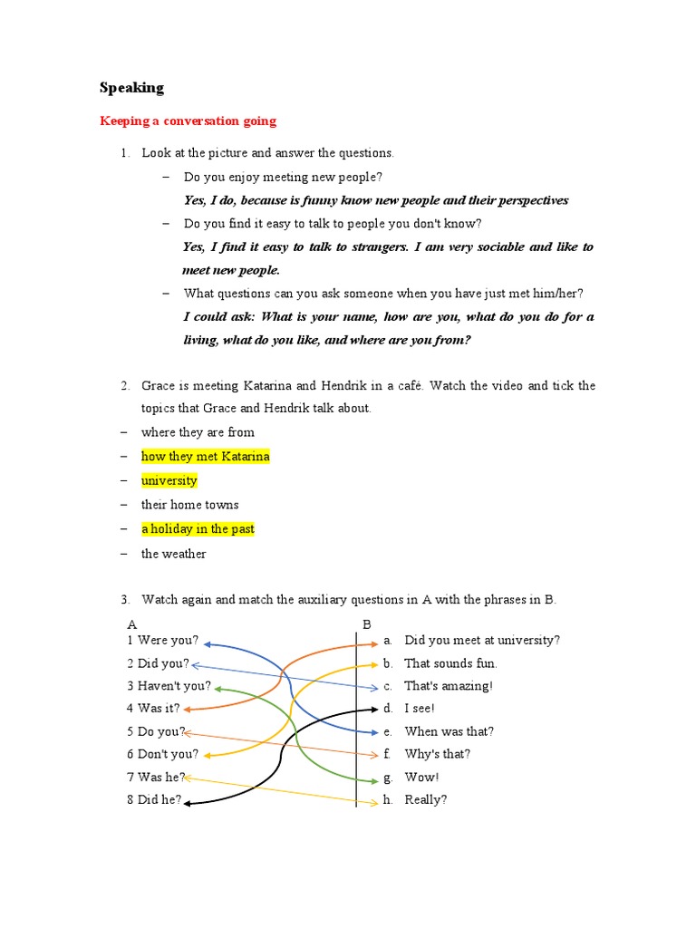 Speaking: Keeping A Conversation Going | PDF