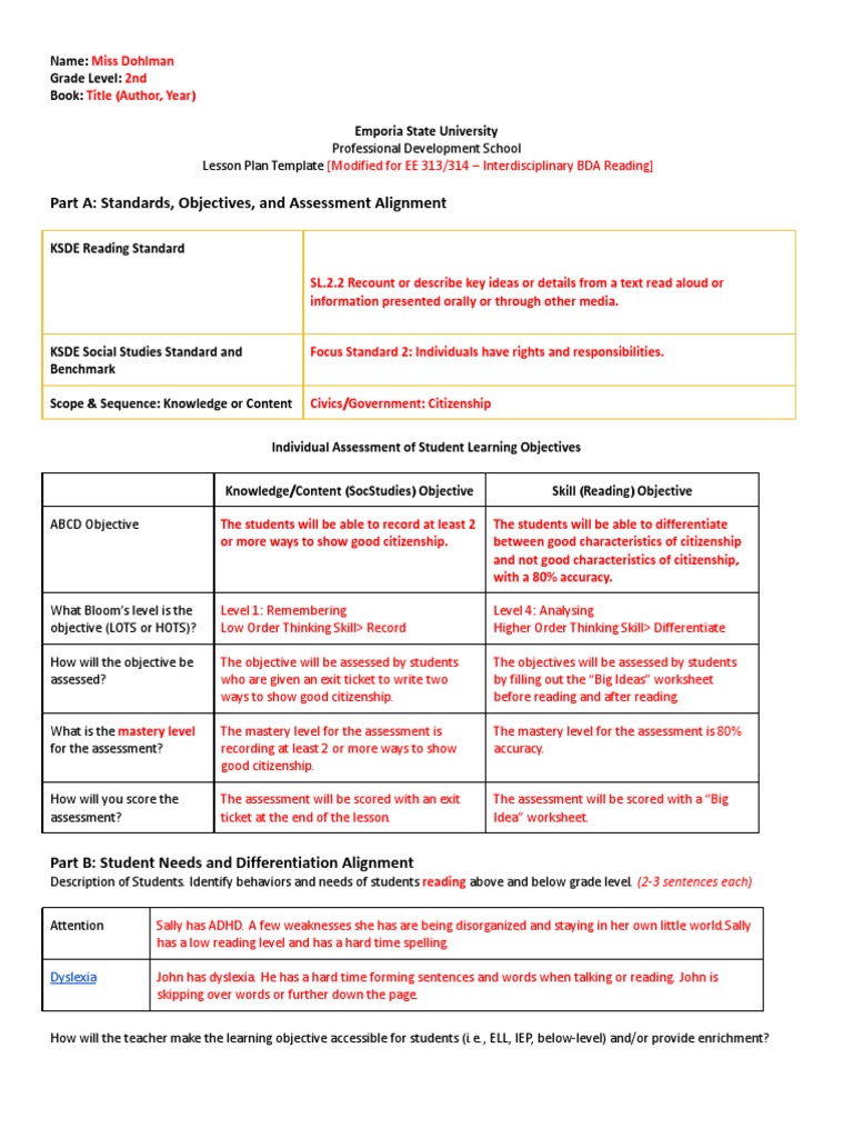 Part A: Standards, Objectives, and Assessment Alignment: Dyslexia | PDF ...