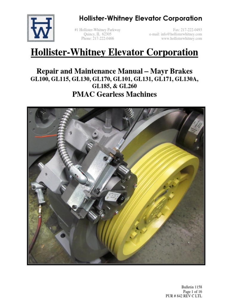 Hollister-Whitney Elevator Corporation: Repair and Maintenance Manual ...