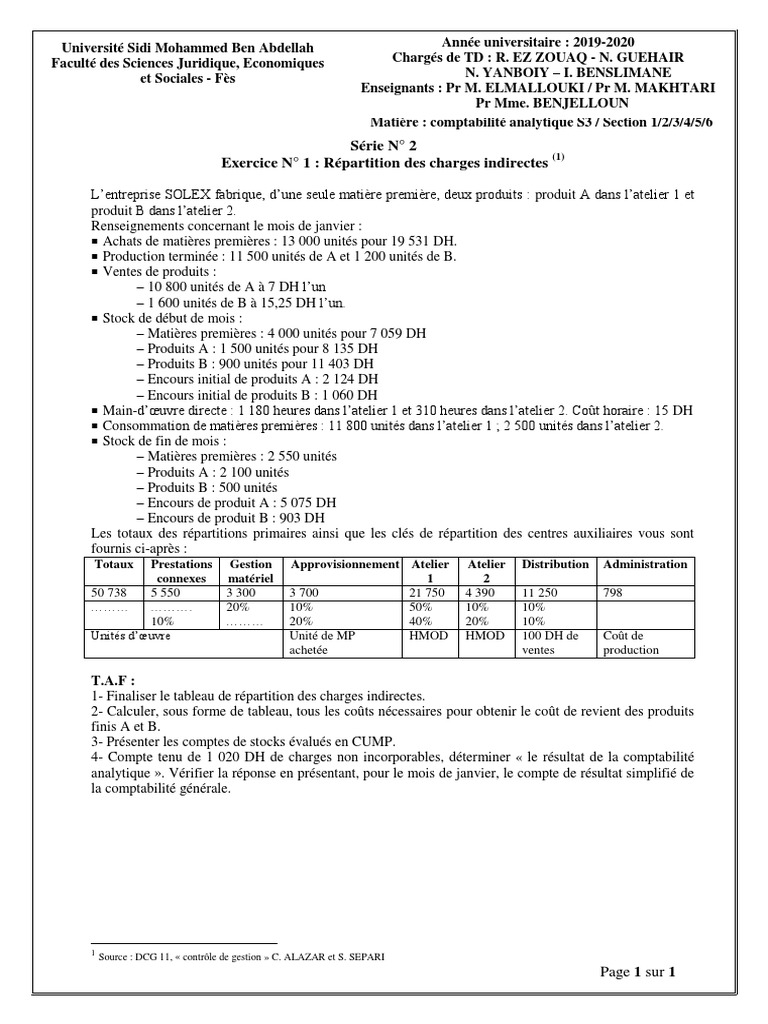 Compta Analytique | PDF | Inventaire | Cost accounting