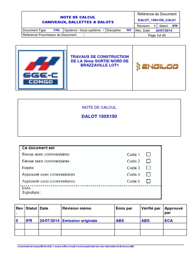 Note de Calcul Caniveaux Dallettes Dalots | PDF | Béton armé ...
