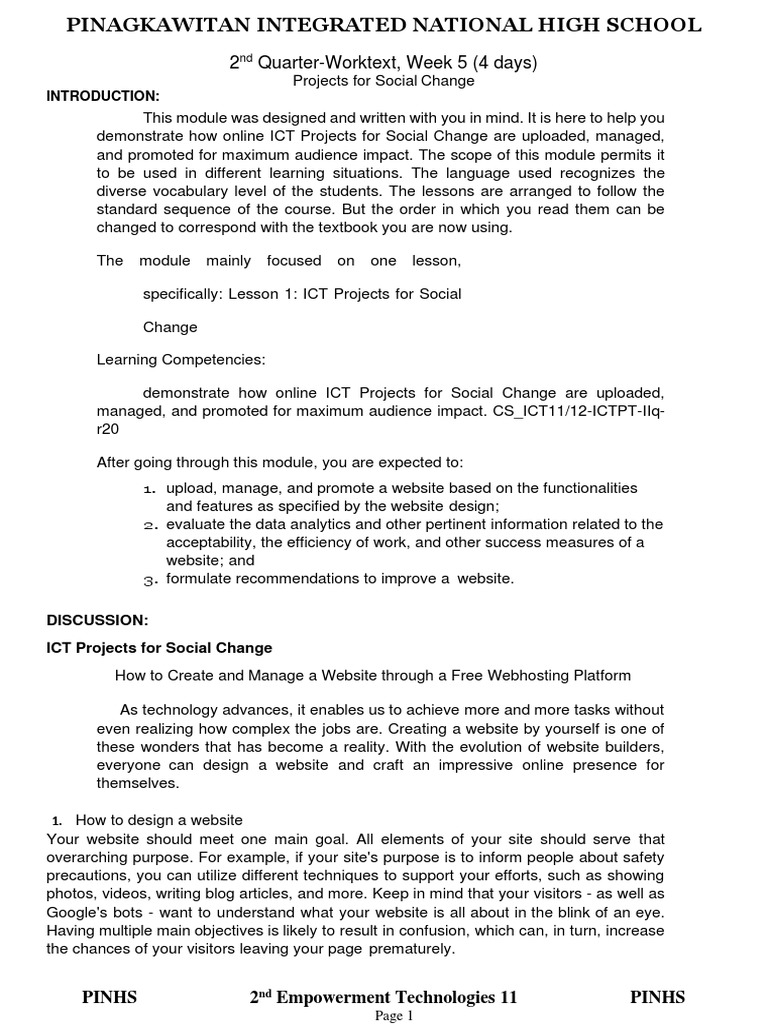 WorkText WW and PT EmpTech Week 5 | PDF | Websites | Educational Technology WorkText WW and PT EmpTech Week 5 | PDF | Websites | Educational Technology