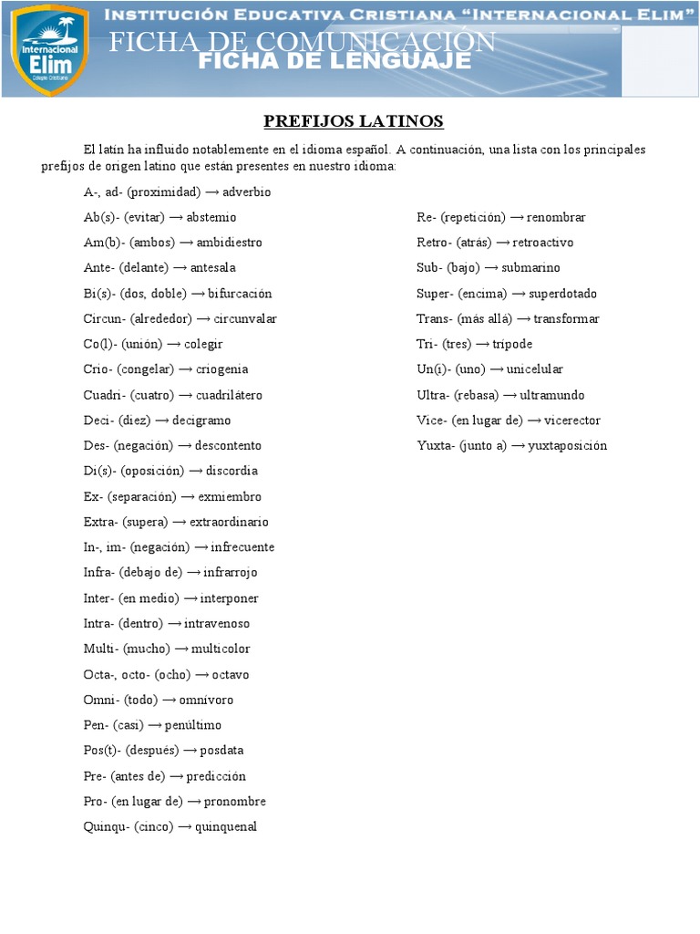Prefijos Latinos y Griegos | PDF