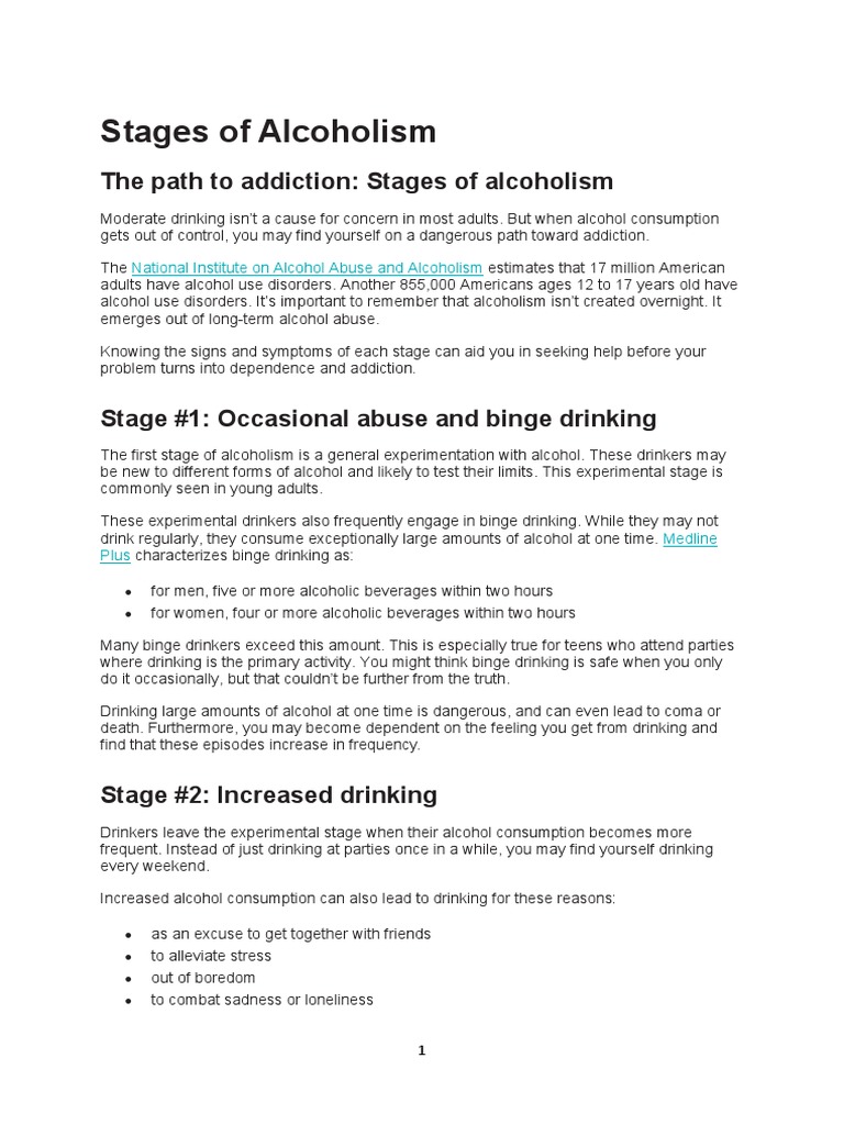 The Path To Addiction: Stages of Alcoholism | PDF | Alcoholism ...