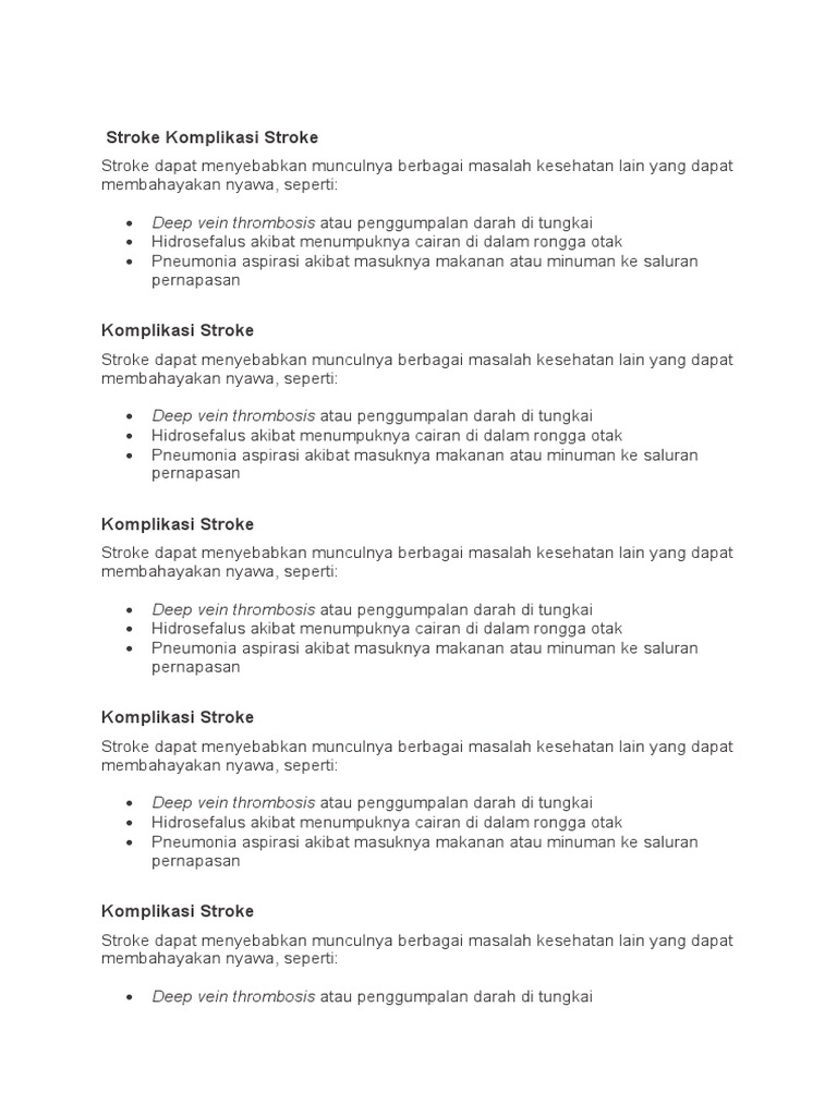 Stroke Komplikasi | PDF