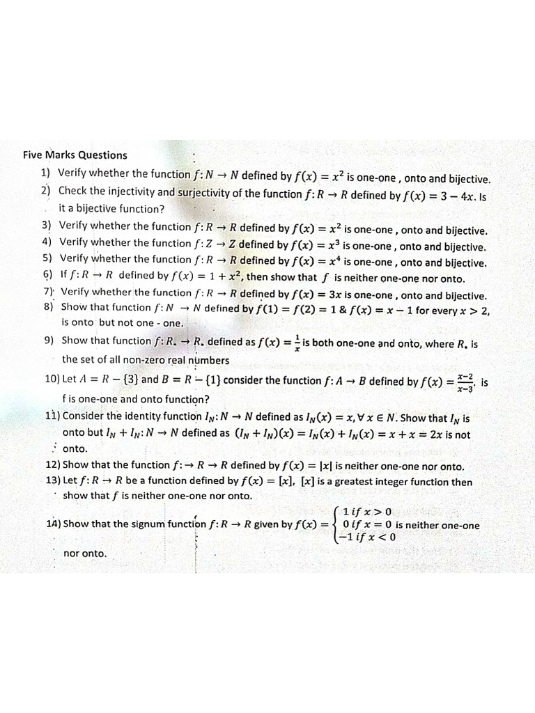 Relations and Functions 5mark Questions | PDF