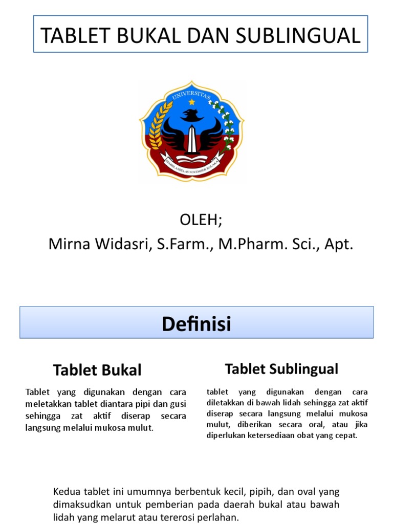 Tablet Bukal Dan Sublingual | PDF