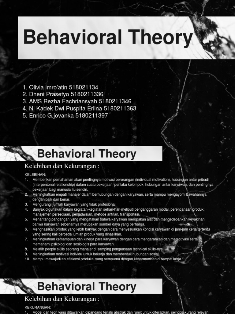 Behavioral Theory | PDF | Karier & Perkembangan