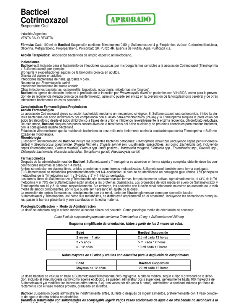 Bacticel Suspencion Oral | PDF | VIH / SIDA | Rtt