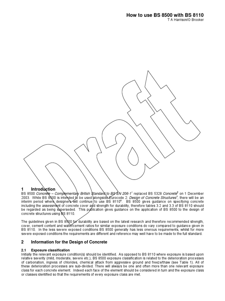 BS8500 BS8110 | PDF | Concrete | Reinforced Concrete