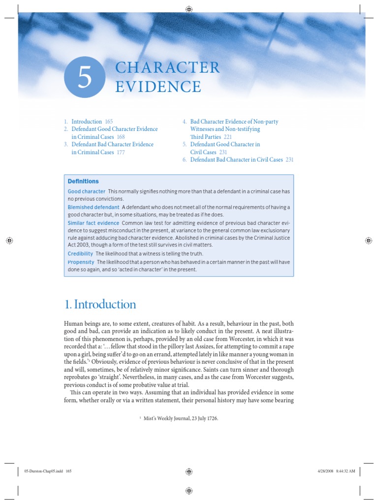 Character Evidence | Download Free PDF | Evidence | Witness