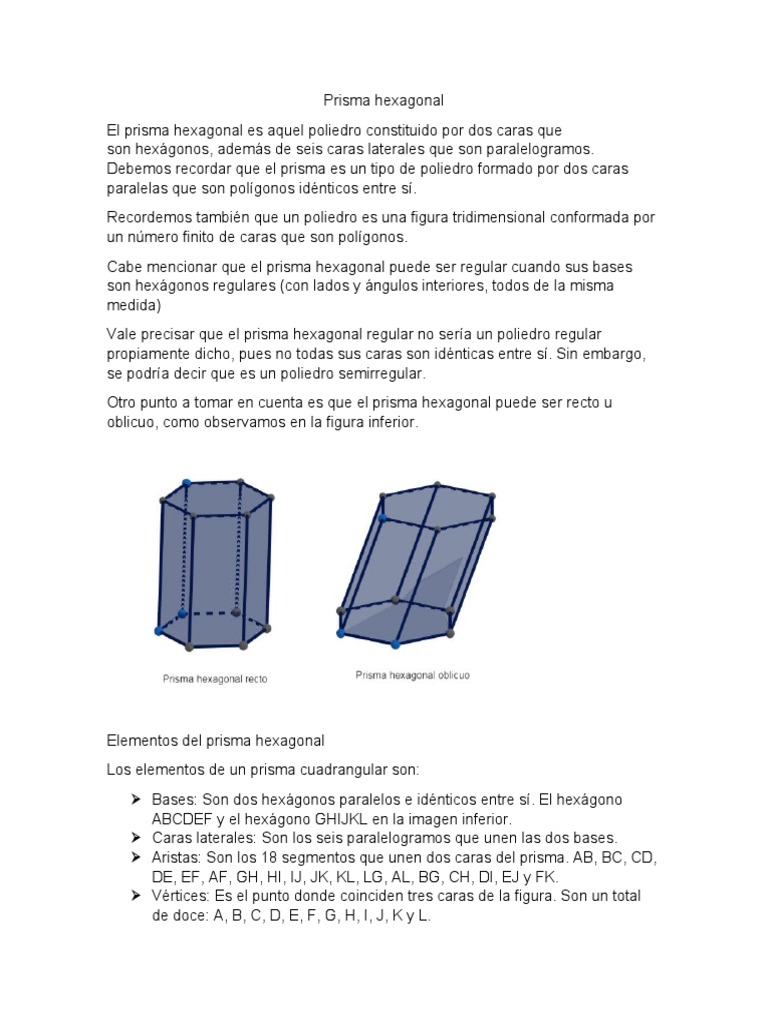 Prisma Hexagonal | PDF | Geometría euclidiana | Espacios topológicos